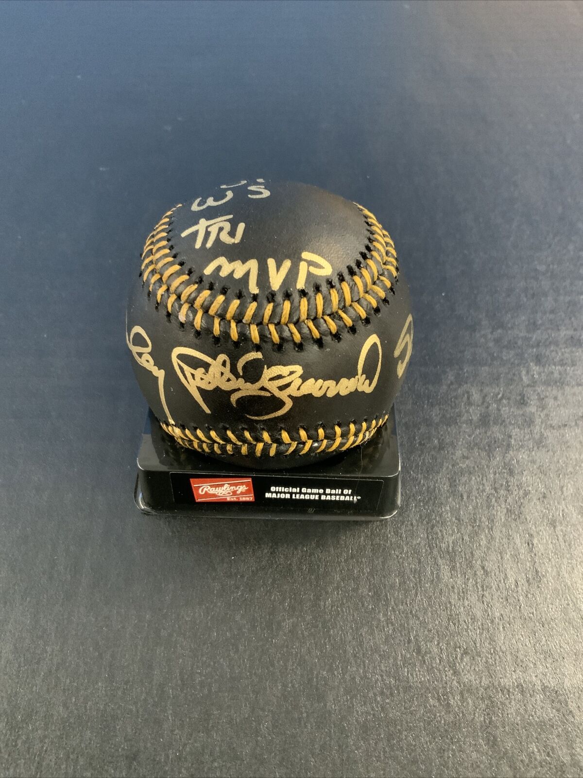 DODGERS CEY, GUERRERO, YEAGER SIGNED BLACK BASEBALL "1981 WS TRI-MVP ...