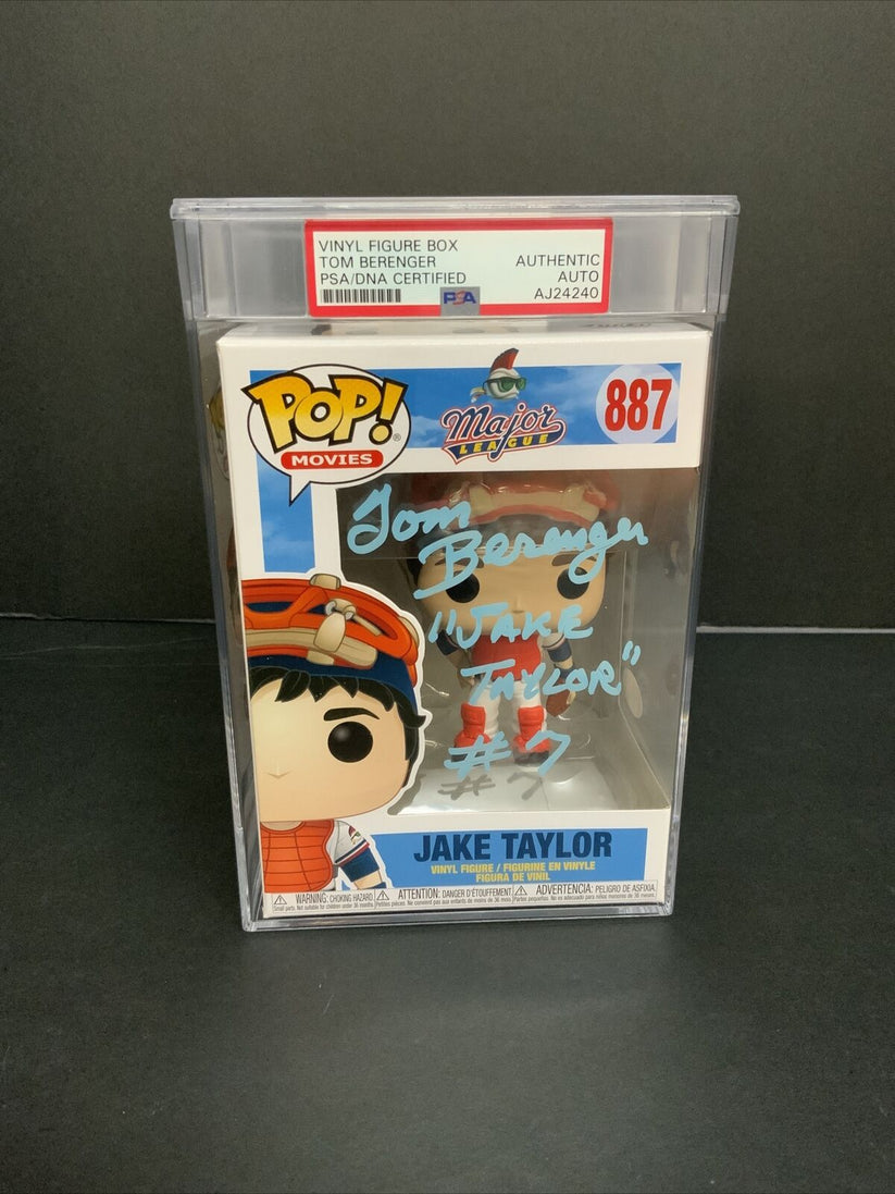 TOM BERENGER SIGNED "JAKE TAYLOR" MAJOR LEAGUE FUNKO POP SLABBED PSA A ...