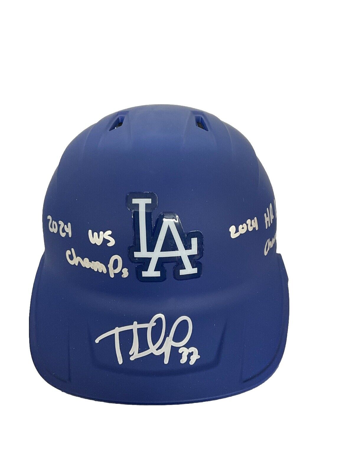 TEOSCAR HERNANDEZ SIGNED DODGERS HELMET "2024 WS CHAMPS. HR DERBY CHAM ...