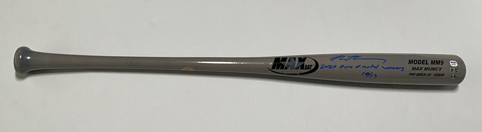 10/13 MAX MUNCY SIGNED GAME MODEL MM9 MAXBAT 2020 piece of metal winne ...